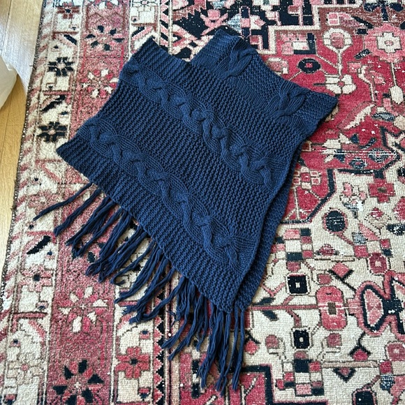 Joie | Sweaters | Joie Cotton And Cashmere Poncho Indigo One Size Fits ...